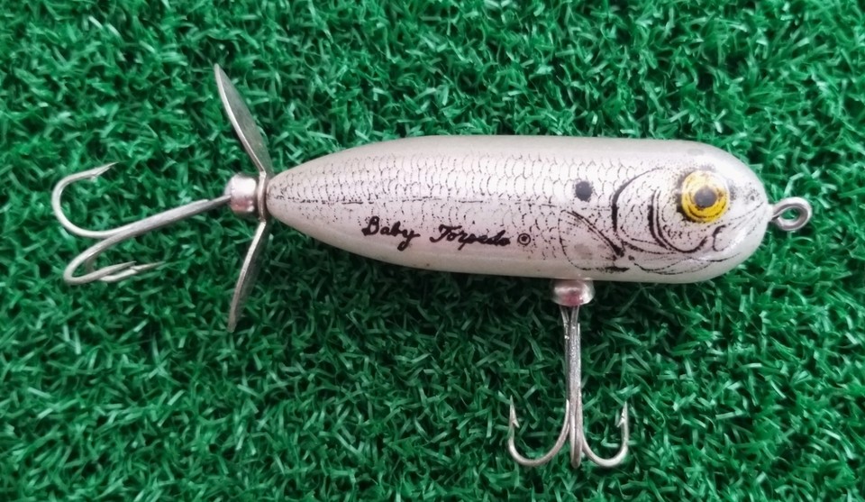 Vintage Heddon Baby Torpedo Fishing Lure - Platinum/White | eBay
