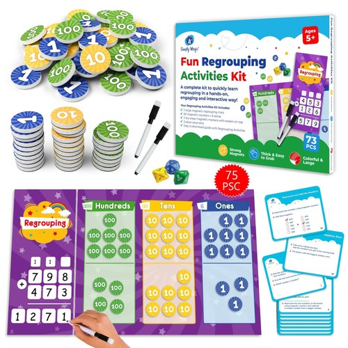 73 PCS Fun Magnetic Regrouping Activities Kit, Magnetic Place Value ...