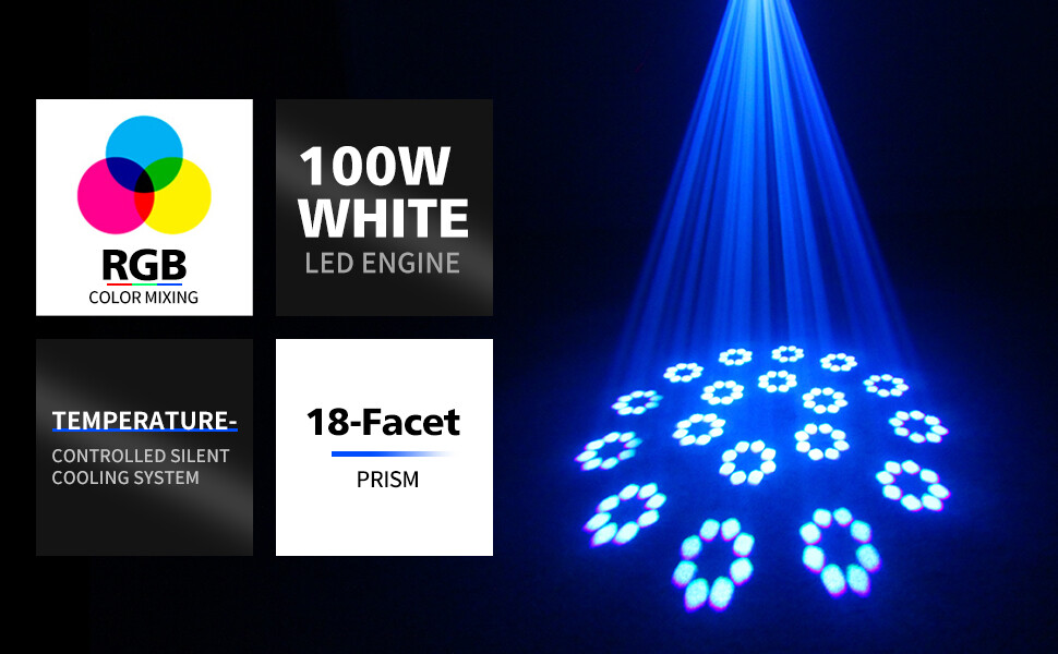 2X 18Prism 120W Moving Head Stage Light RGBW Beam Gobo DMX Bar DJ Party ...