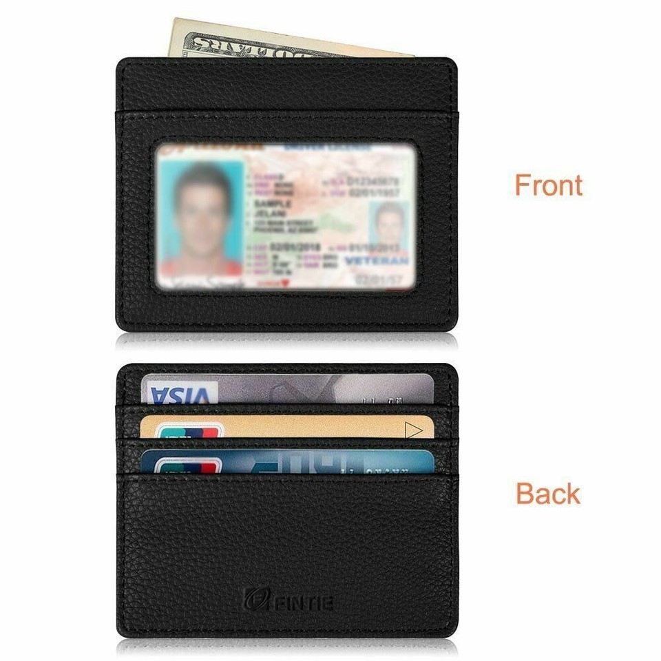 Credit Card Holder Case Sleeve with ID Window [RFID Blocking] Leather ...