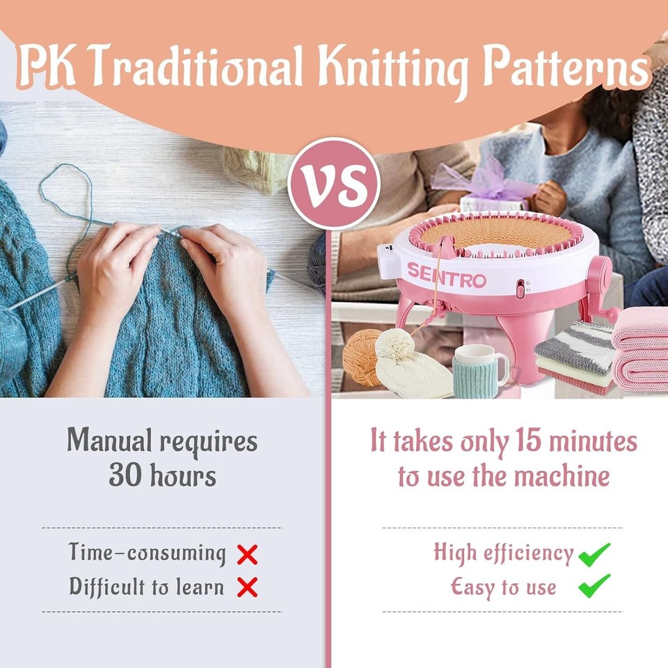 Sentro 48 Needle Knitting Machine Round Hand Weaving Loom DIY Kids Gift ...