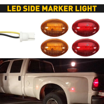4PCS LED Dually Bed Front Rear Side Fender Marker Light For 99-10 Ford ...