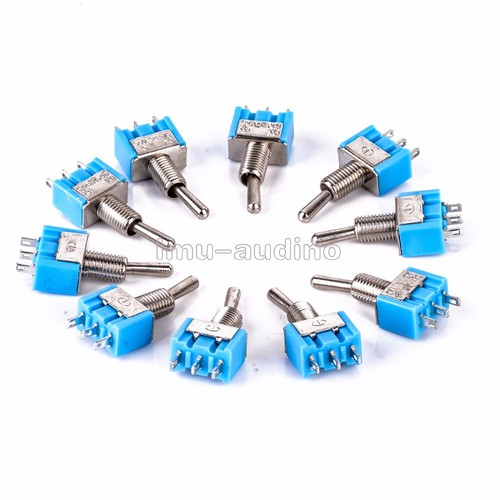 10PCS MTS-102 Mini 6A 125VAC 3-Pin SPDT ON-ON Miniature Toggle Switches ...
