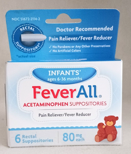 FeverAll Infants' Acetaminophen Rectal Suppositories 80mg 6ct - Exp 10/ ...