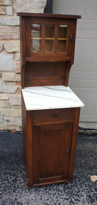 Antique Salesman Sample Youth Country Wood HOOSIER Cabinet Beveled ...