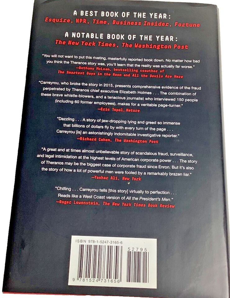 Bad Blood: Secrets & Lies In A Silicon Valley Startup by John Carreyrou ...