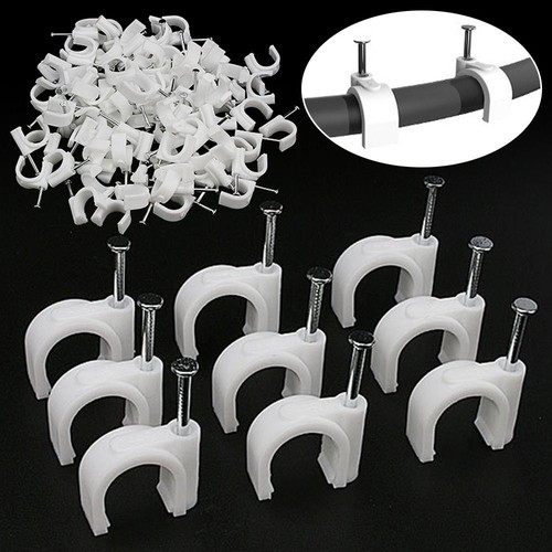 100pcs Wall Hanging Cable Clips U Shape Wire Management Circle Wall ...