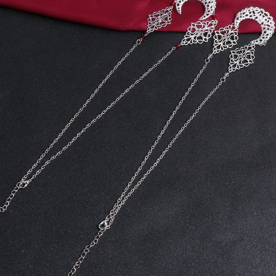 2Pcs Hollow-Out Head Chain Rhombus Pattern Forehead Chain Vintage Hair ...