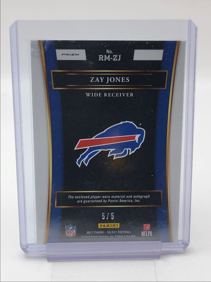 ZAY JONES 2017 SELECT GREEN PRIZM PATCH AUTOGRAPH BILLS RC AUTO 5/5 ...