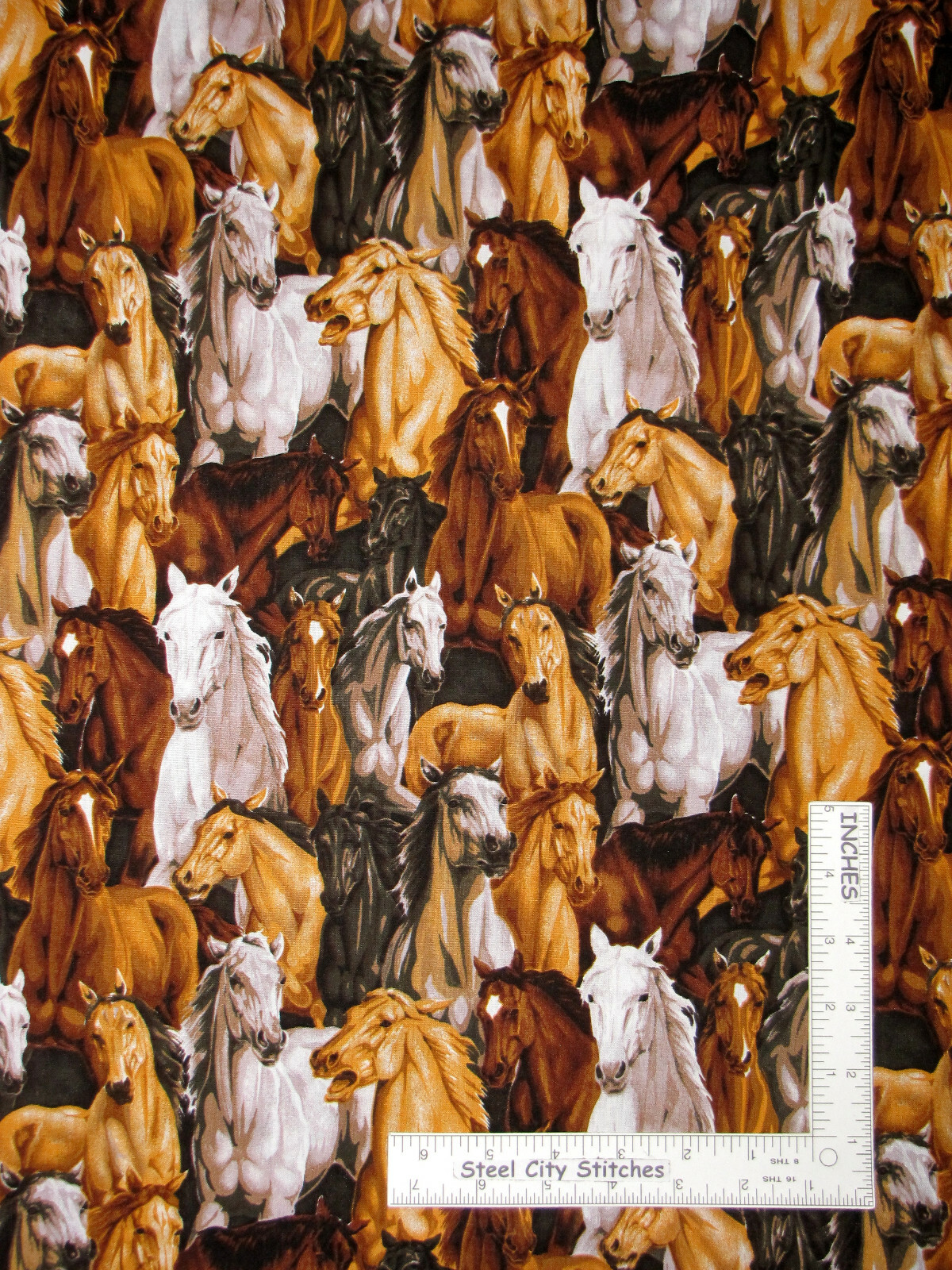 Horses Horse Allover Mare Stallion Cotton Fabric David Textiles By The ...