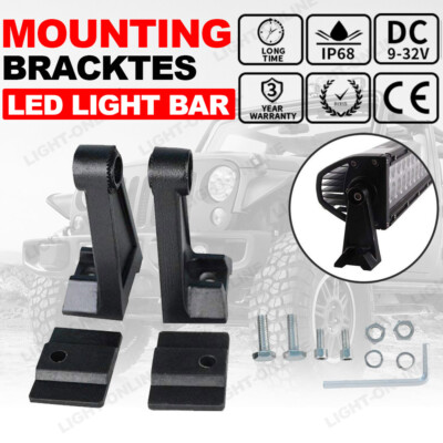 2X Universal Brackets Mounting Base Bracket LED Fog Light Bar Slide ...