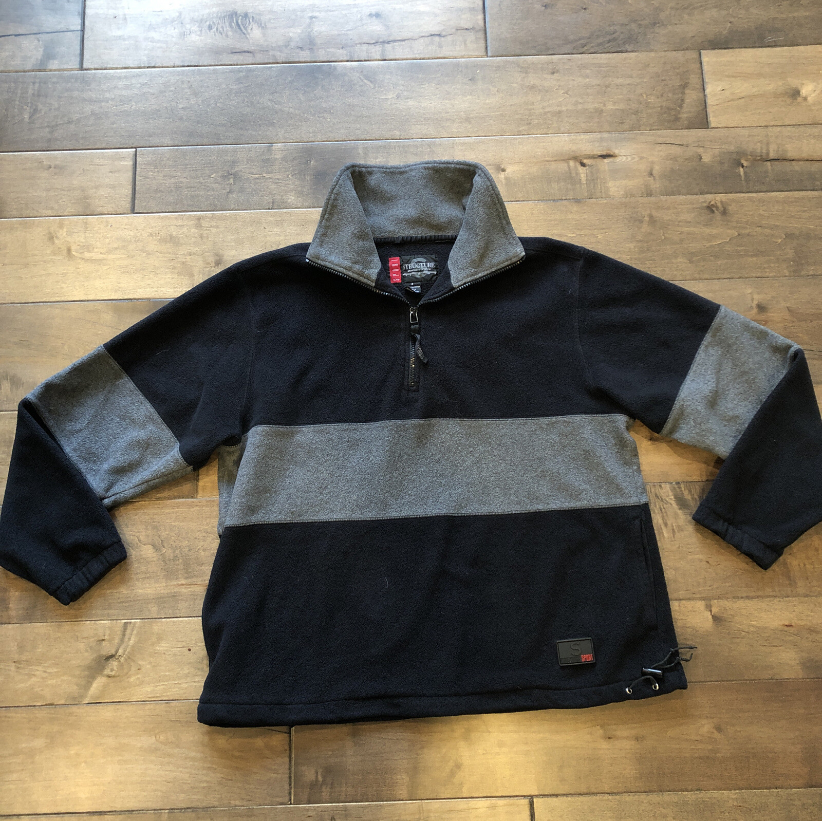 Men’s Structure Sport Black And Gray 1/4 Zip Fleece P… - Gem