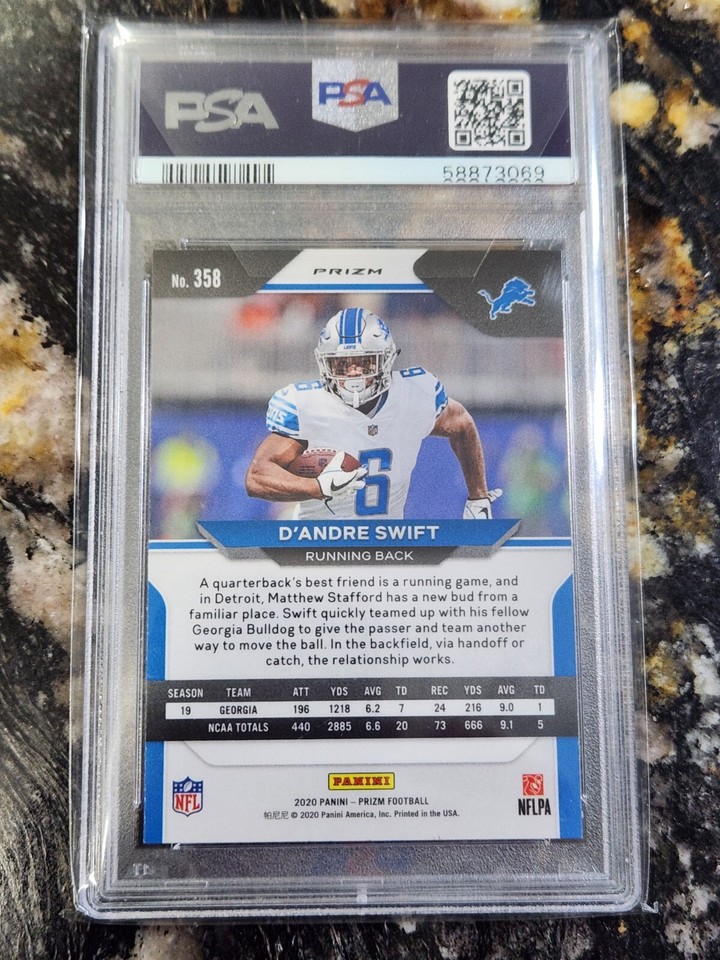 2020 D'andre Swift RC #358 Panini Silver Prizm Psa 10 Gem Mint!!! | eBay