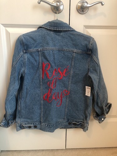 Logophile Womens Blue Embroidered Light Wash Denim Jacket Outerwear S ...