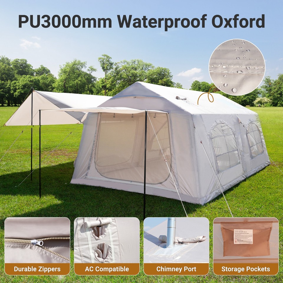 8-10 Person Fast Inflatable Camp Tent - Family Size with Pump Included ...