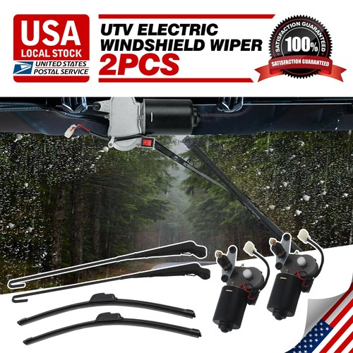 2PCS UTV 12V Universal Glass Windshields Electric Windshield Wiper ...