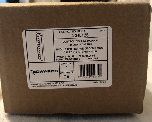 EST Edwards 4-24L12S Control Display Module. 24 LED 12 Switch. for sale ...