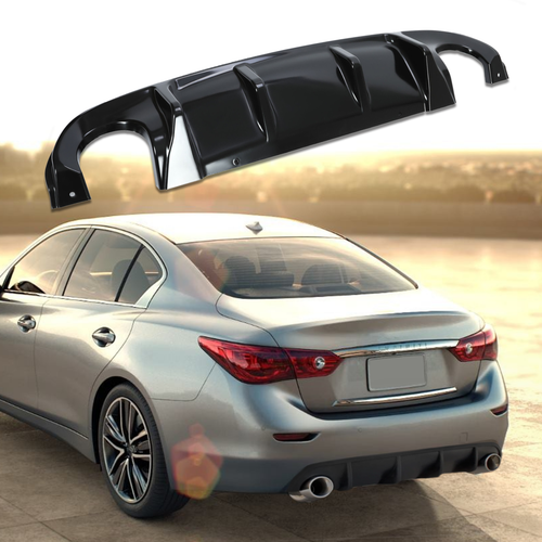 For 14-17 Infiniti Q50 Rear Bumper Lip Diffuser Spoiler Glossy Black ...