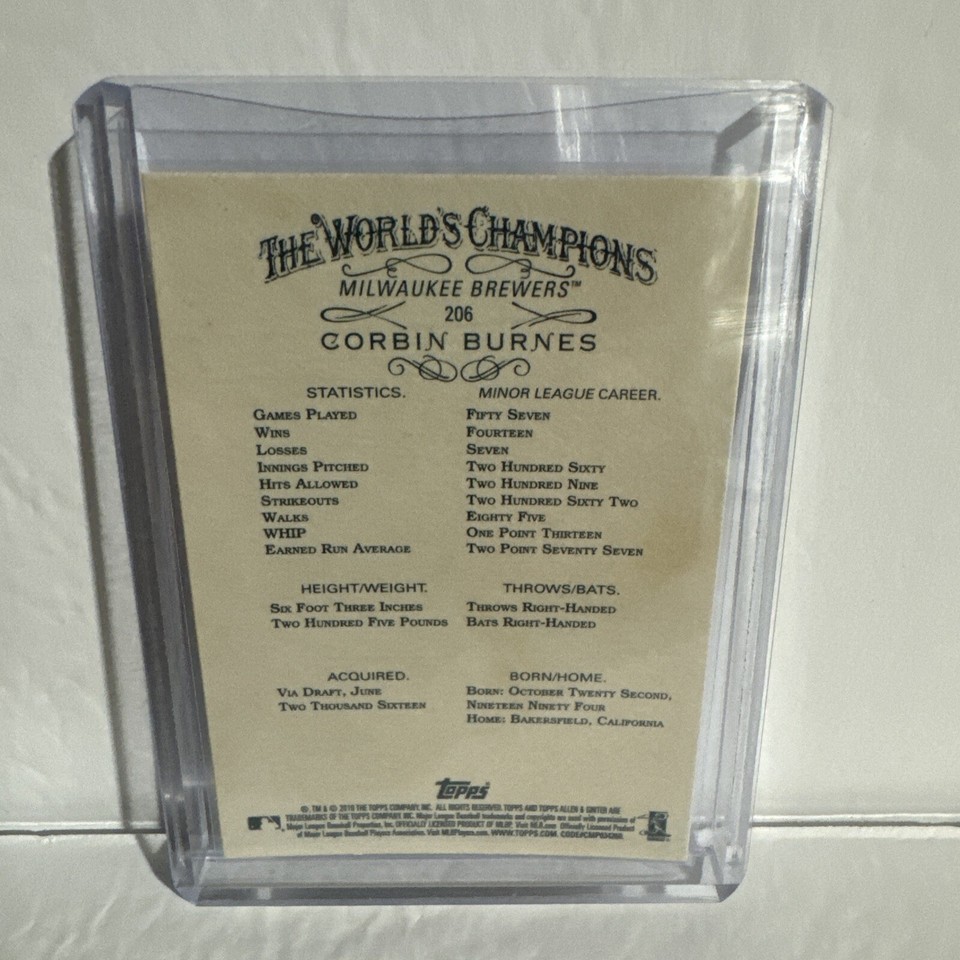 2019 Topps Allen & Ginter Corbin Burnes Rookie Card- Orioles/Brewers | eBay