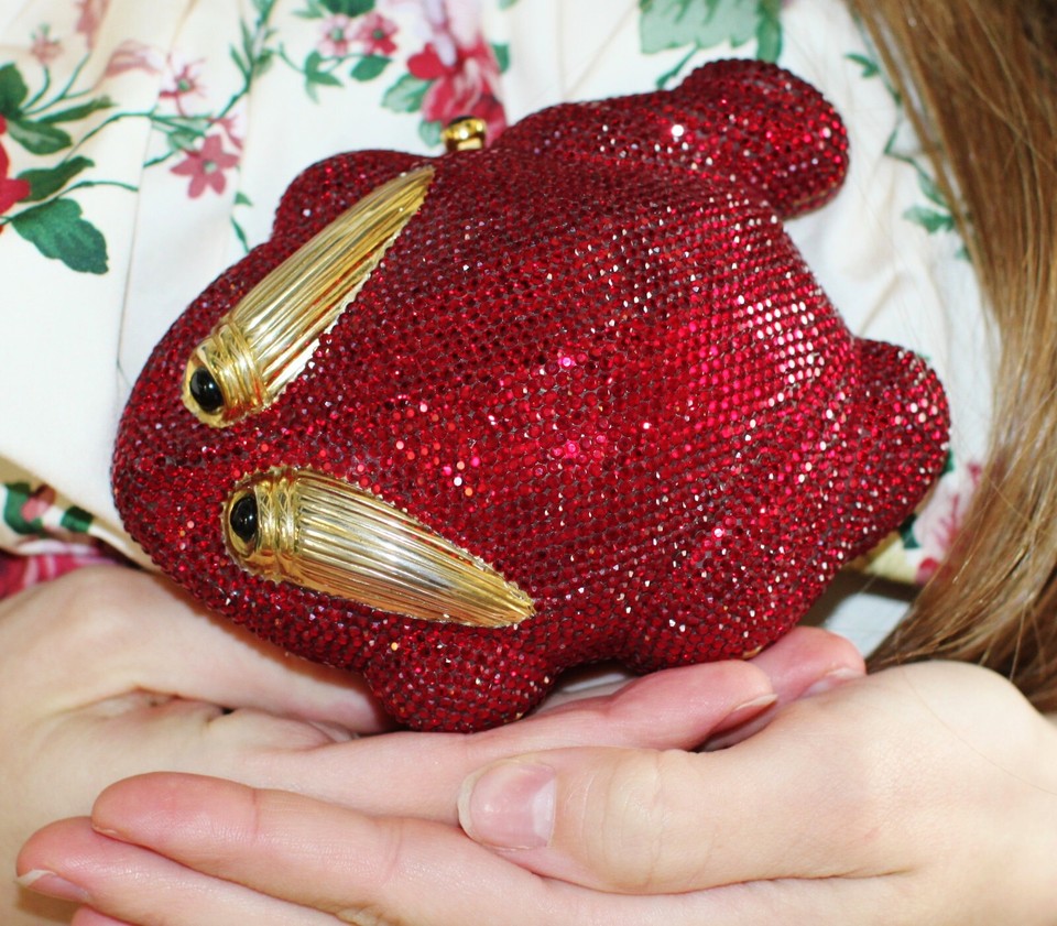 JUDITH LEIBER FROG MINAUDIERE CLUTCH SWAROVSKI CRYSTAL RAINFOREST SIAM ...