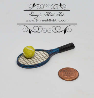 1:12 Dollhouse Miniature Tennis Set with Racket and Tennis Ball D78 | eBay