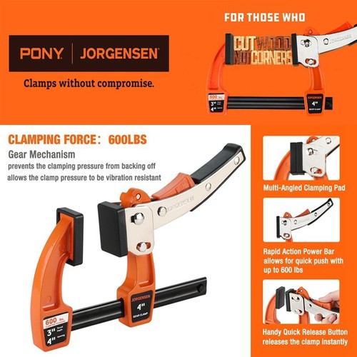 Jorgensen 2 Pack 4" Bar Clamp Set Bar Clamp Quick Release Gear Clamp ...