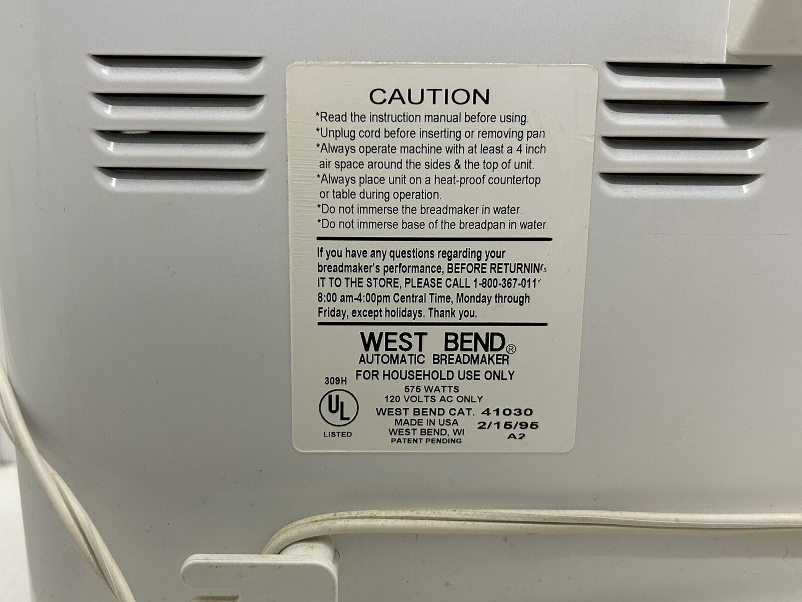 West Bend Bread Machine & Dough Makers American's Best Automatic Model ...