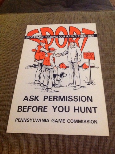 Original 1970s PA Game Commission Poster “SPORT" Ask Permission Before ...