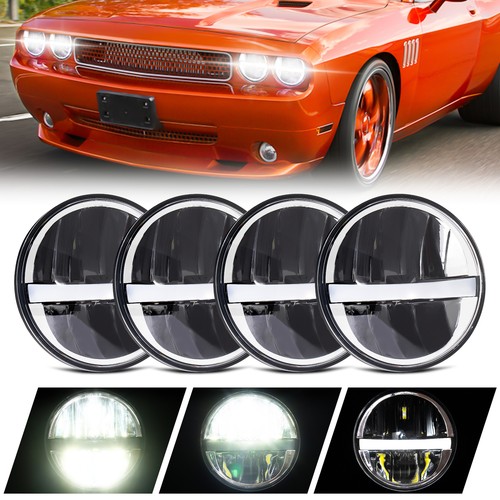 4x 5.75" Halo DRL/Turn Signal LED Projector H4 Headlights Assembly ...