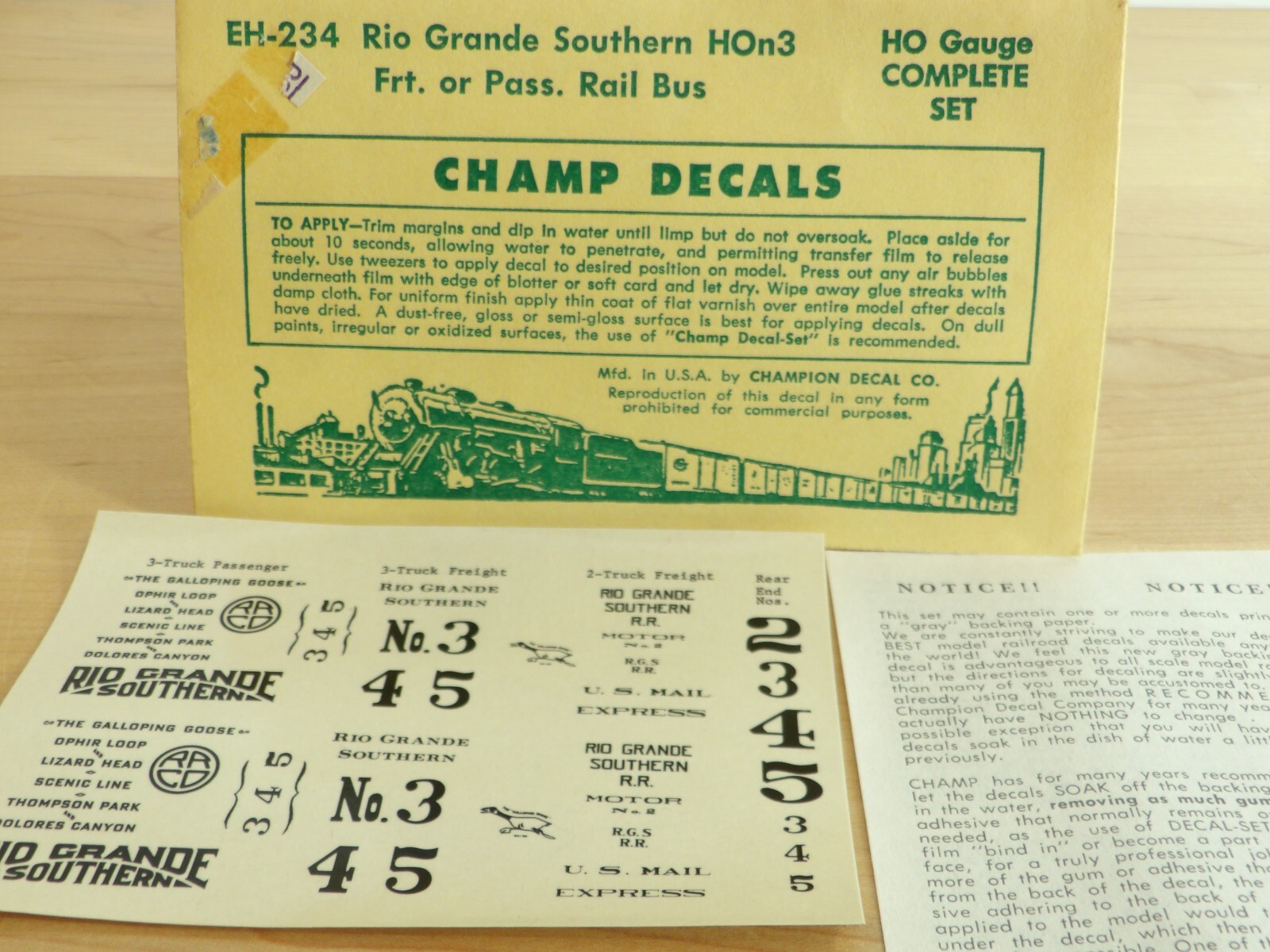 Champ Decals HOn3 EH-234 Rio Grande Southern Frt. or Pass. Rail Bus | eBay