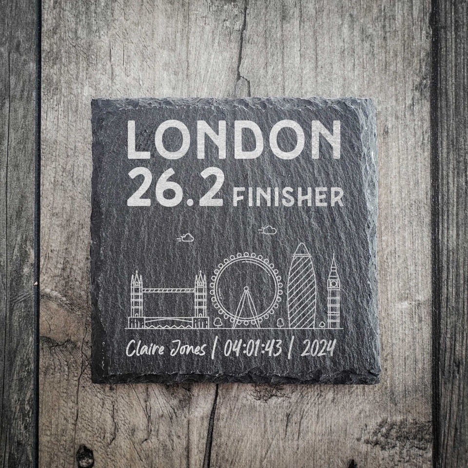 London 26.2 Finisher Marathon Personalised Slate Coaster - 2024 ...