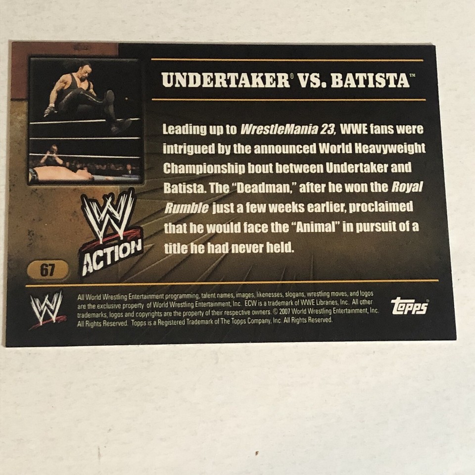 Undertaker Vs Batista WWE Action Trading Card 2007 #67 | eBay