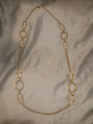 RALPH LAUREN RLL GOLD TONE LINK/CHAIN NECKLACE SIGNED 35" | eBay