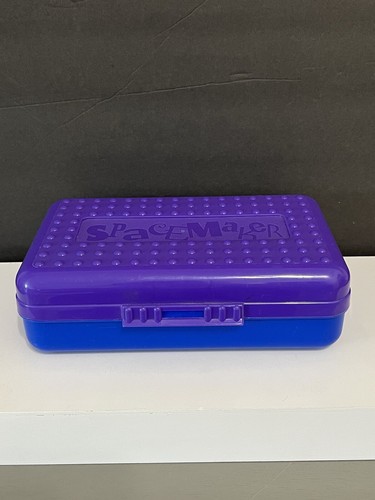 Spacemaker Pencil Box Blue & Purple Vintage 90's Plastic Storage Case ...