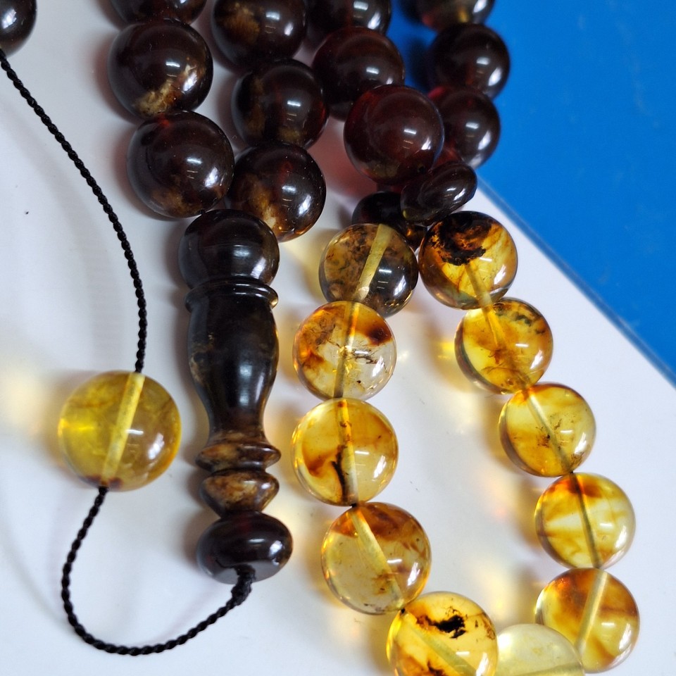 📿Amber Beads Rosary AMBER ROSARY Misbah Tasbih 33 round amber beads 61g ...