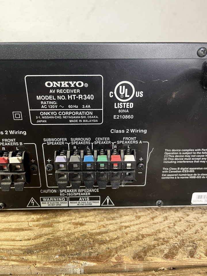 Onkyo HT-R340 5.1 Channel A/V Home Theater Surround Sound Receiver ...