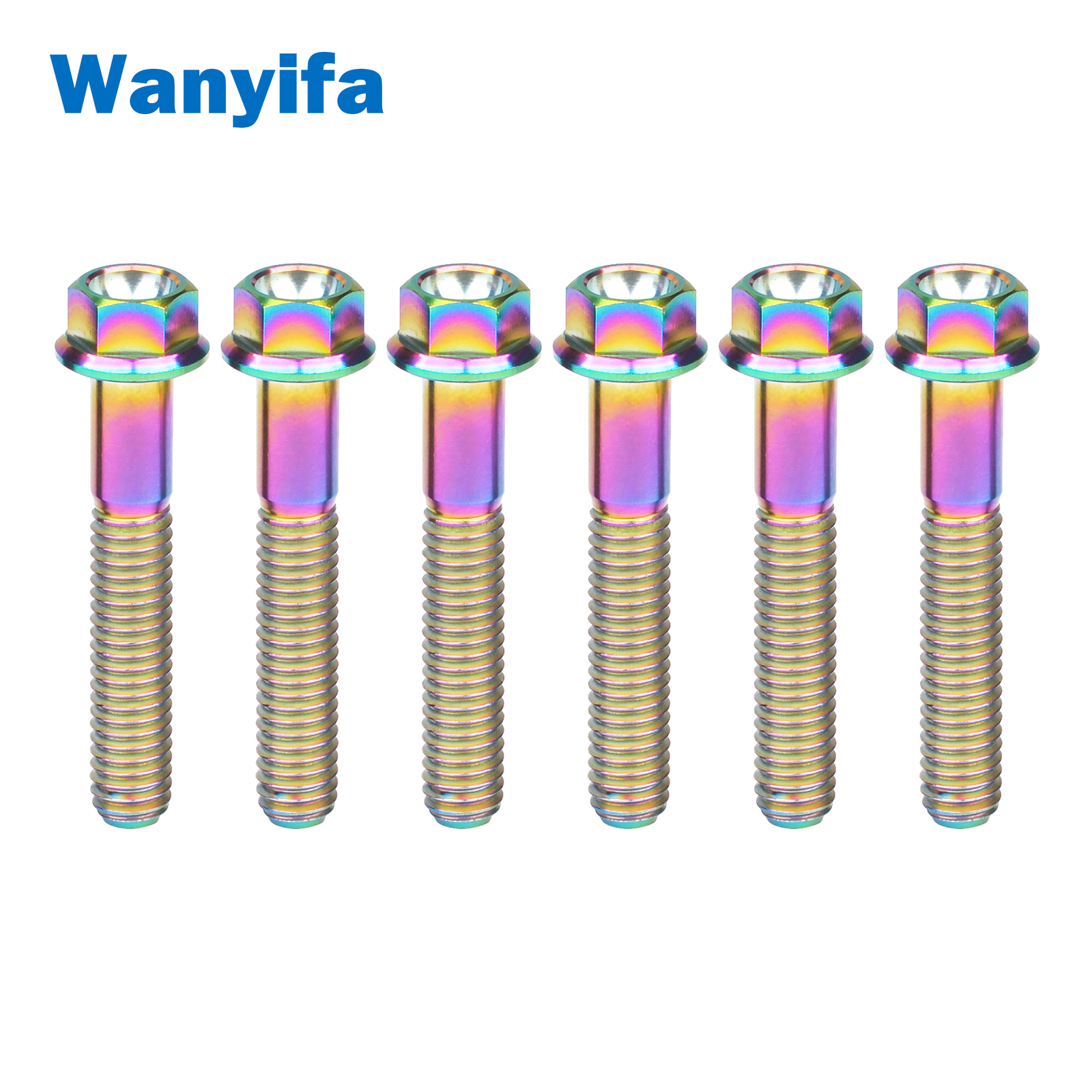 6pcs Titanium Bolt Flange Head Hex Screw M8x15/20/25/30/35/40/45/50/55 ...