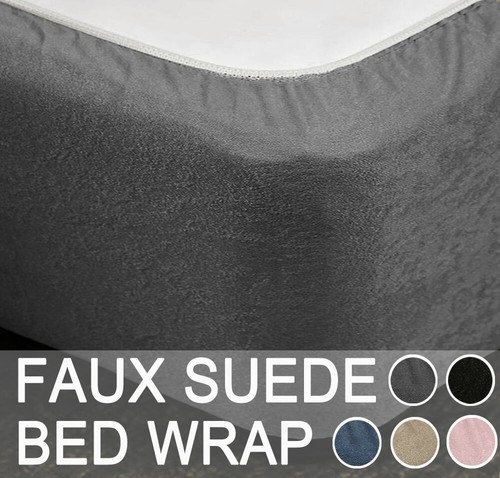 Stretch Bed Valance Faux Suede Bed Wrap Blue Pink Grey Black Box Spring ...