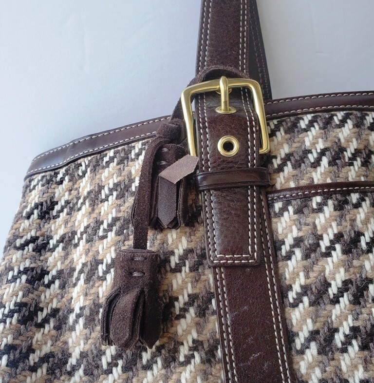 RARE Coach Houndstooth Wool Tweed / Leather / Suede T… - Gem