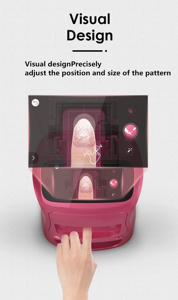 3D Touch Screen Nail Printer APP DIY Auto Nail Art Printing Machine w ...