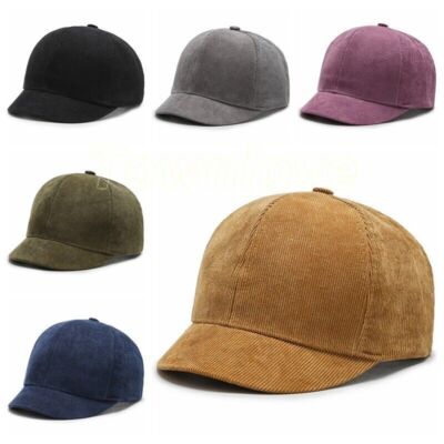 Men Womens Corduroy Caps Short Brim Baseball Hat Casual Sport ...