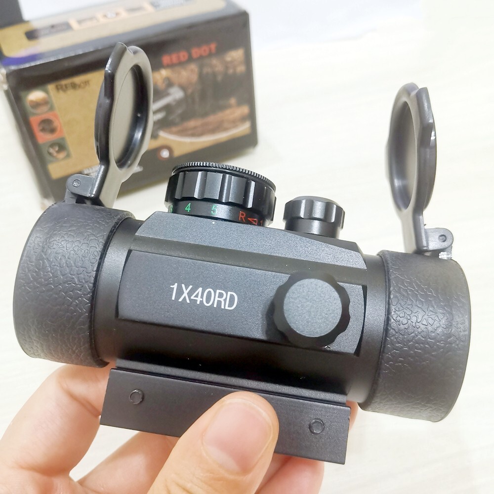 1x40 RD Green Red Dot Sight Scope Tactical Optics Fit 11/20mm Rail Flip ...
