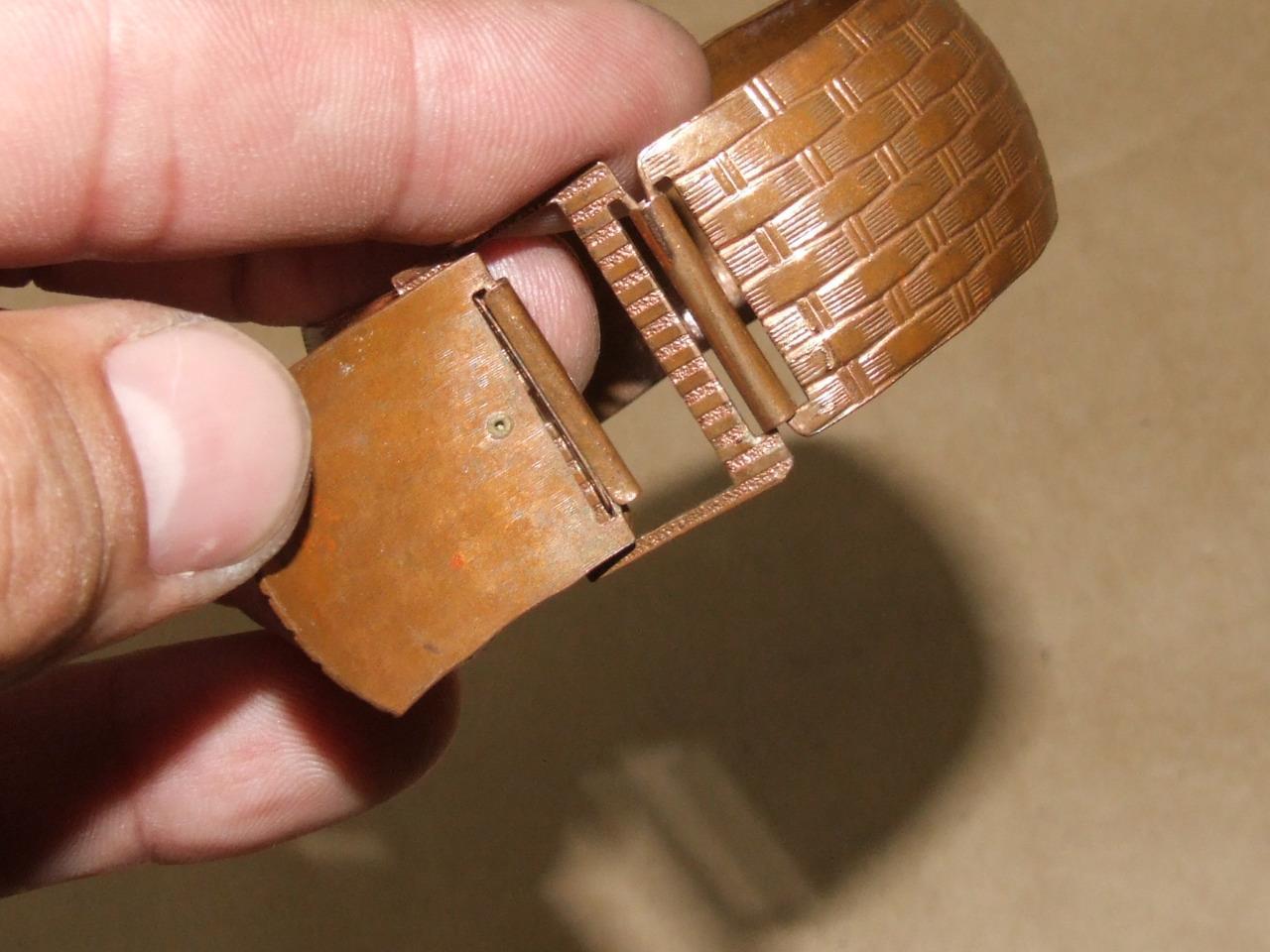 Vintage Copper " Woven Rope " Belt Buckle Style Hinge Bangle Bracelet 7 ...