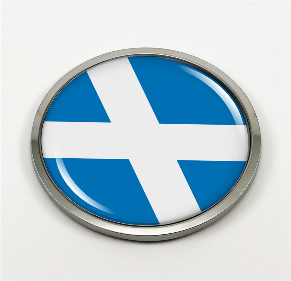 Emblem Car Sticker Chrome ROUND Bezel - Scotland Flag | eBay