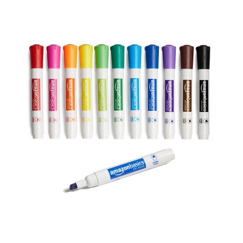 Amazon Basics Low-Odor Chisel Tip Dry Erase White Board Marker ...