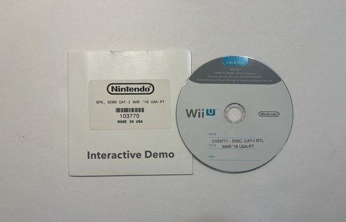 Nintendo Wii U Development/interactive Demo+sleeve Disc CAT-R-DISC 2012 ...