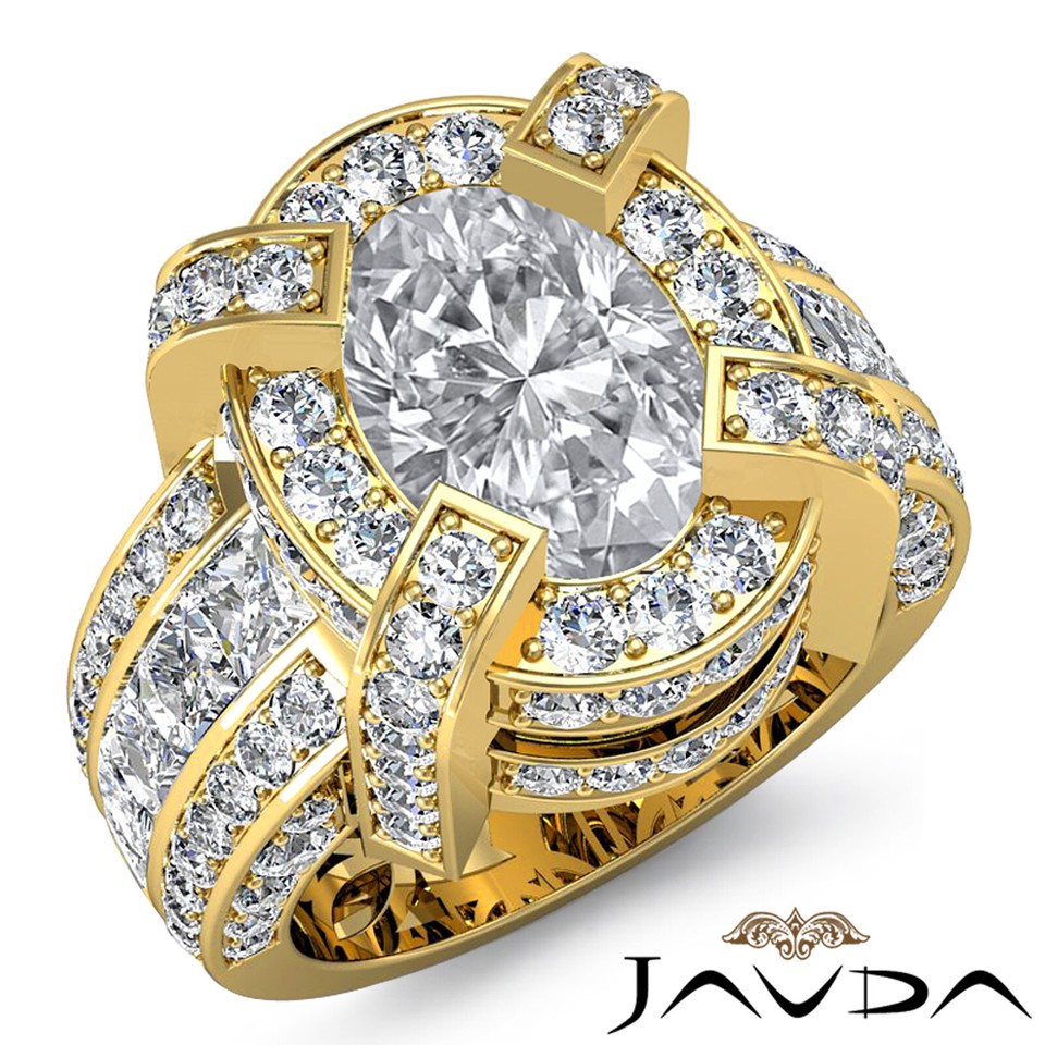 3 Row Channel Set Pave Halo Oval Diamond Engagement Ring GIA H Color ...