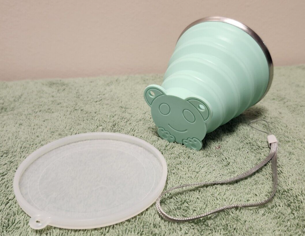 Expandable/Collapsible Travel Cup Silicone Folding Mug w/ Lid Animal ...