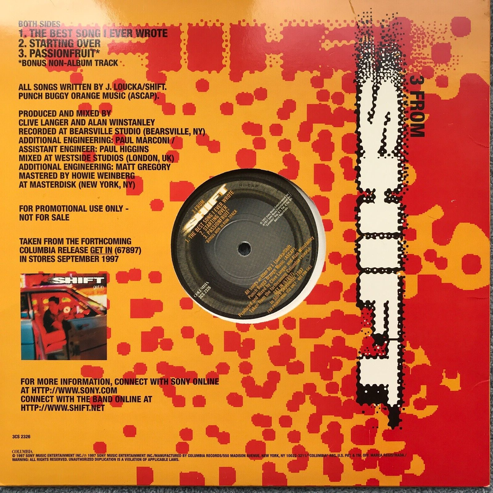 Shift 3 from Shift 1997 Columbia 10" PROMO SAMPLER WHITE VINYL EMO PUNK ...