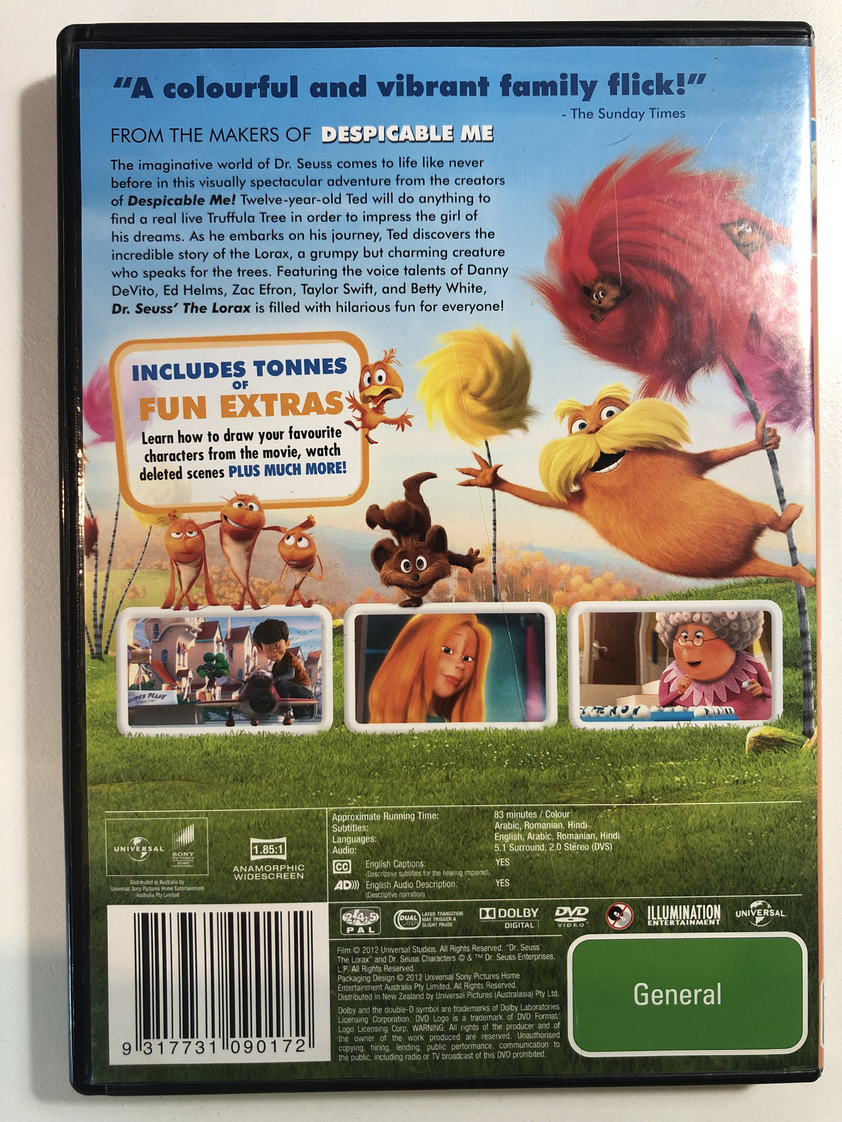 The Lorax(DVD 2012) Region 4 Animation, Comedy, Family, Fantasy Danny ...